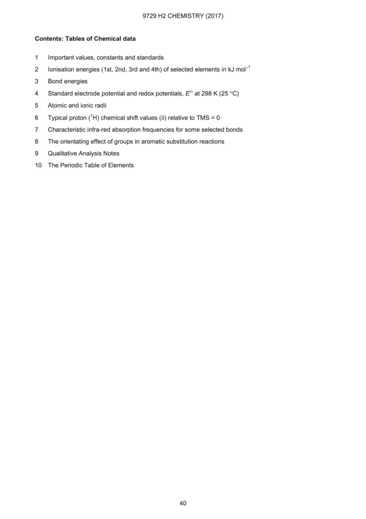 Data Booklet for Chemistry (Advanced Level) 2 – Delivers Results